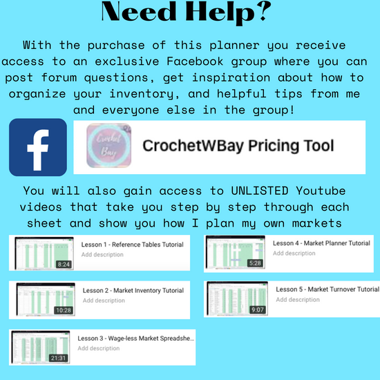 Crochet Pricing Tool- Market Inventory Planner- Spreadsheet – Crochet ...