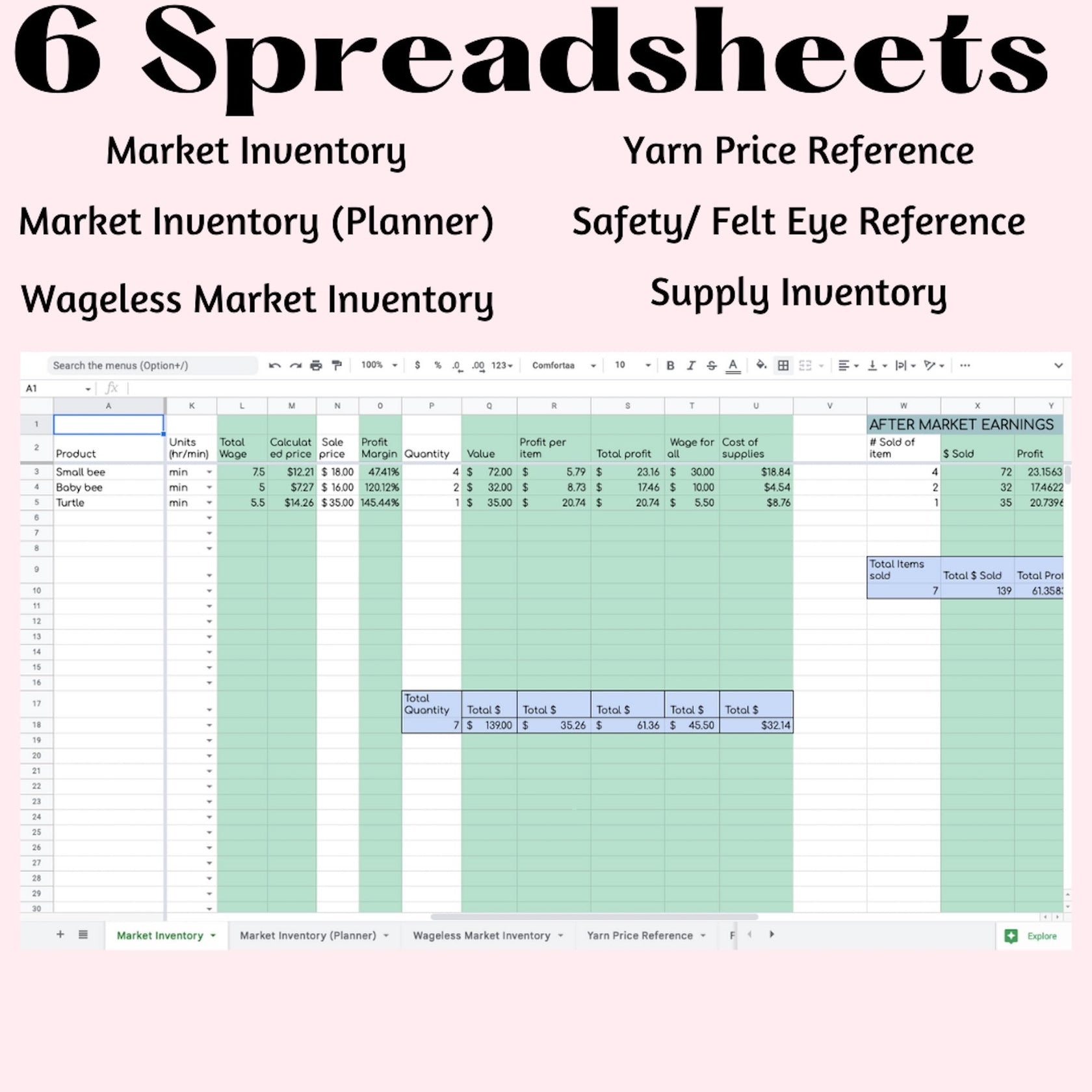 Crochet Pricing Tool- Market Inventory Planner- Spreadsheet – Crochet ...