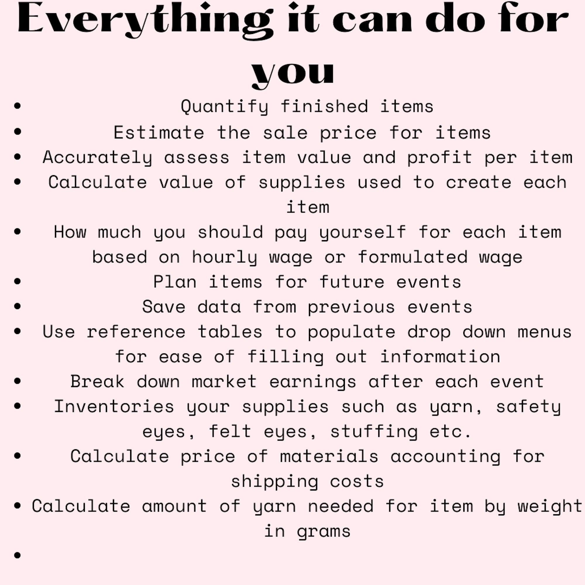 Crochet Pricing Tool- Market Inventory Planner- Spreadsheet – Crochet ...