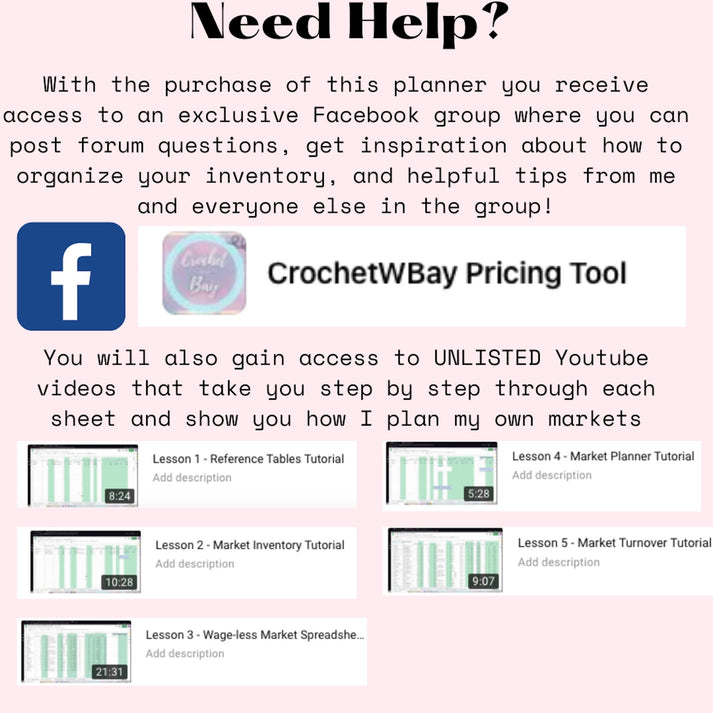 Crochet Pricing Tool- Market Inventory Planner- Spreadsheet – Crochet ...